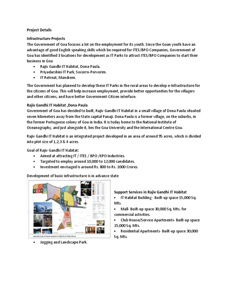 Goa IT Parks Development Plan | PDF | Business