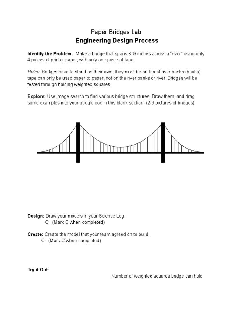 Engineering Design Process: Paper Bridges Lab | PDF