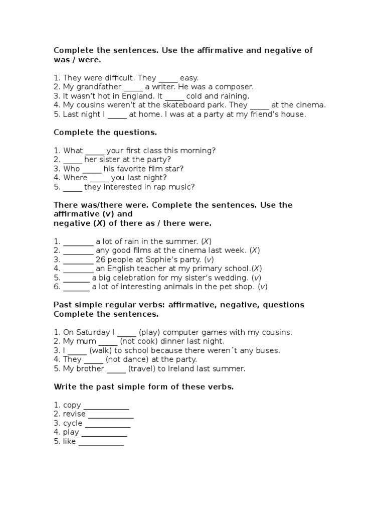 Grammar Practice with Past Tense Verbs: A Comprehensive Exercise on ...