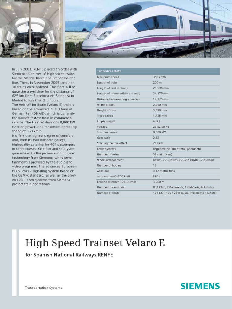 Velaro RENFE | PDF | Train | High Speed Rail