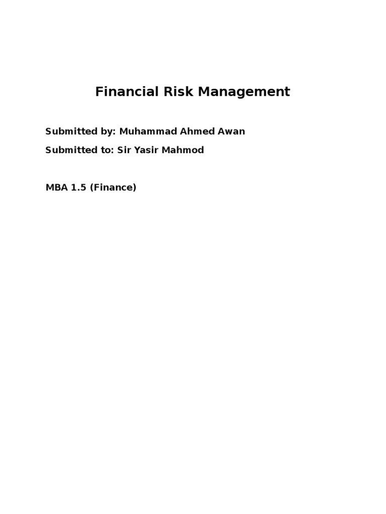 Financial Risk Management | PDF | Insurance | Market Liquidity