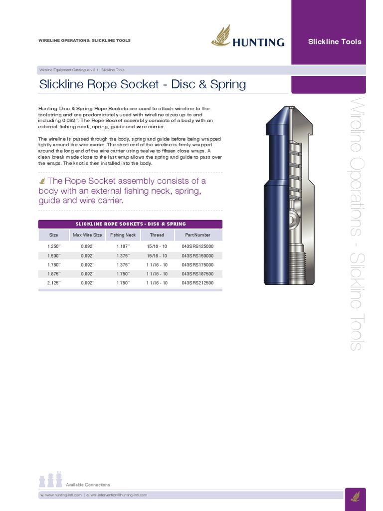Slickline Rope Socket Specifications | PDF