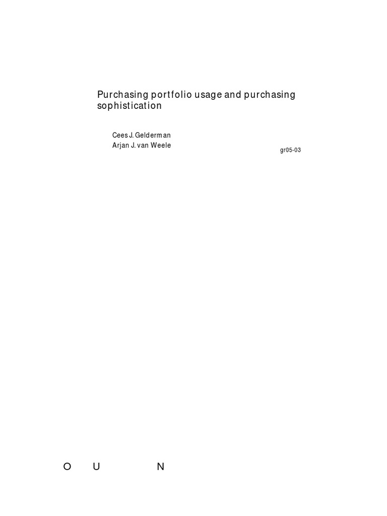 Purchasing Portfolio Usage and Purchasing Sophistication | PDF ...