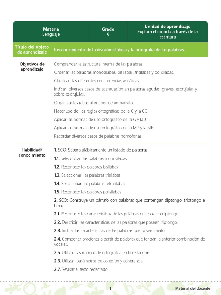 Explorando las palabras: división silábica, diptongos, acentuación y ...