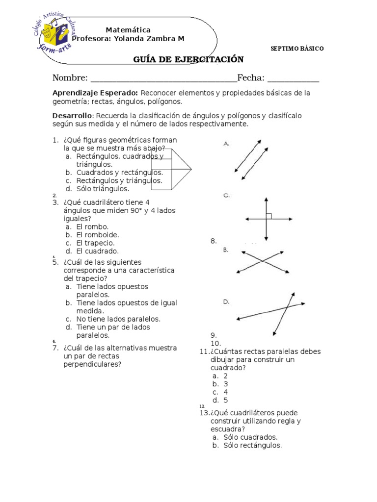 Guia 7mo Geometria | PDF | Rectángulo | Triángulo