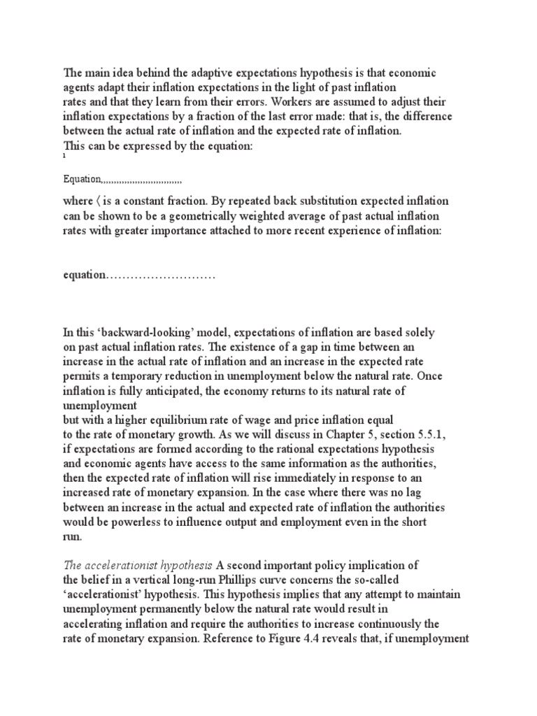 Adaptive Expectations Hypothesis | PDF | Phillips Curve | Inflation