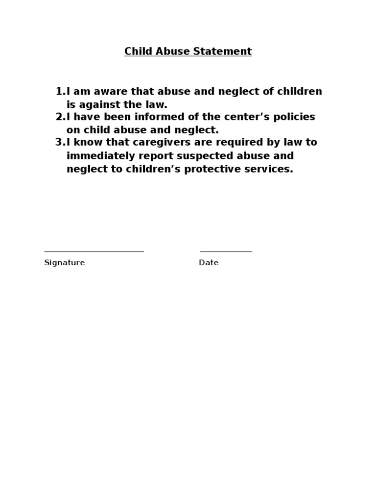 Child Abuse Statement Ecd 2406 | PDF | Child Abuse | Living Arrangements
