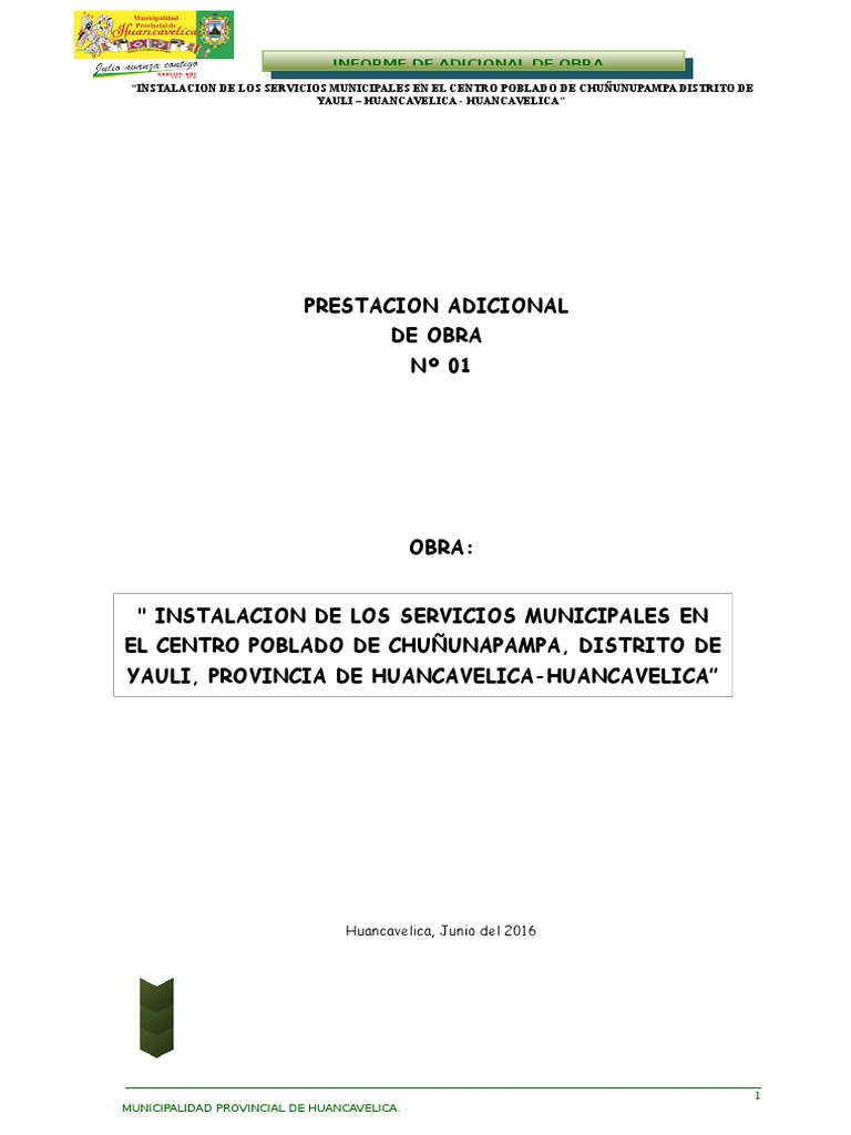 Informe de Adicional de Obra | PDF | Presupuesto | Materiales