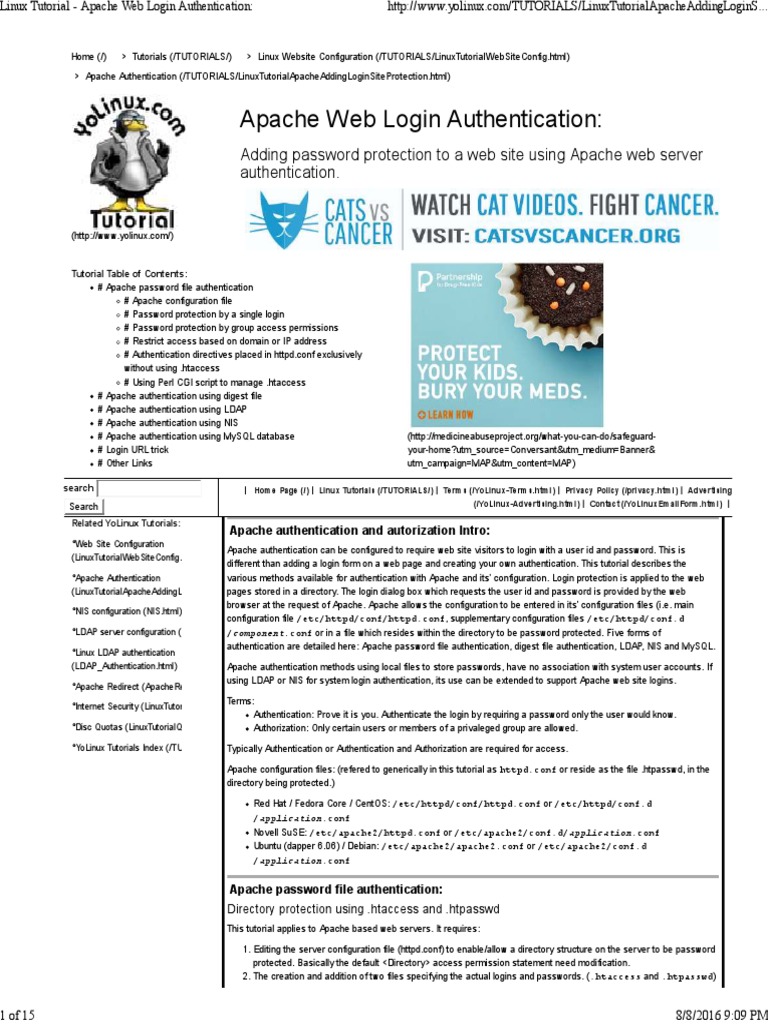 Linux Tutorial - Apache Web Login Authentication | PDF | Apache Http ...