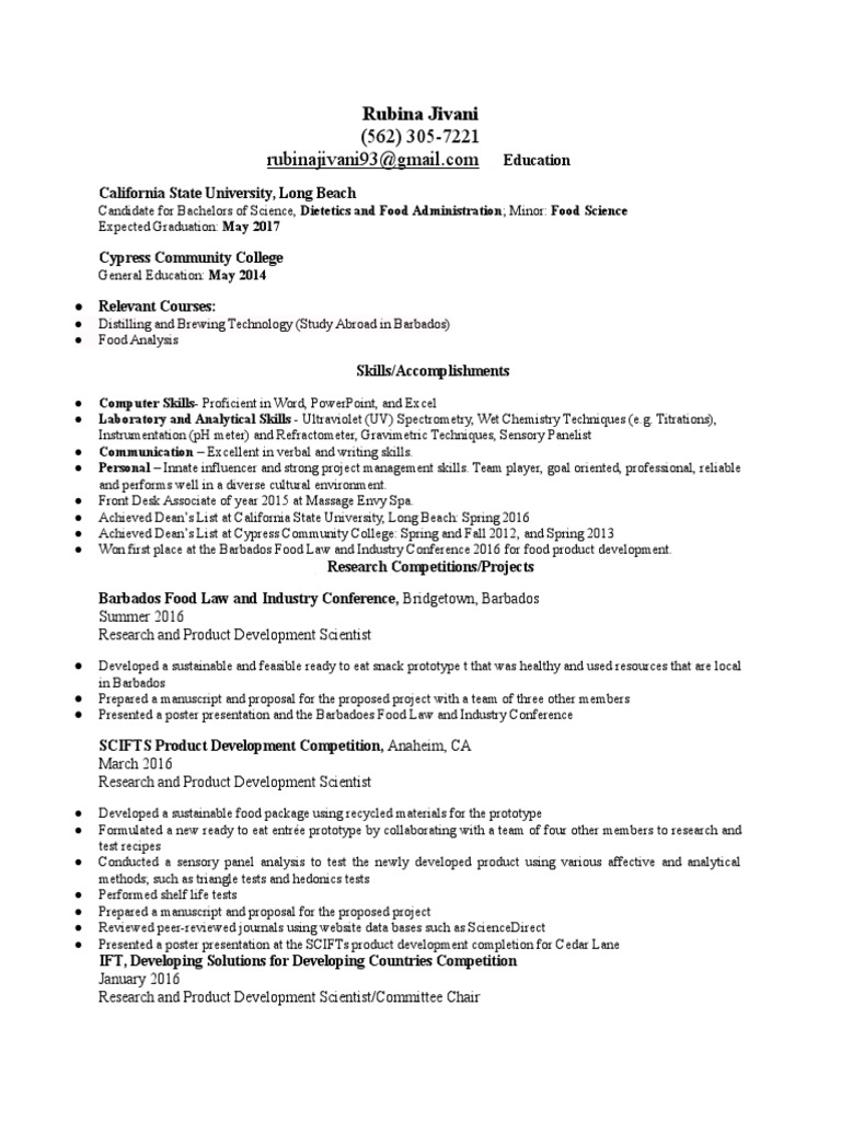 Copyofcopyofrubina Revisedresume | PDF | Wellness | Medical