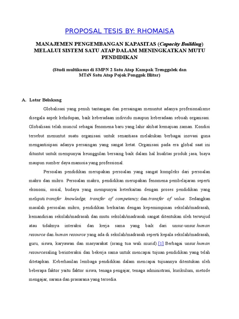 Contoh Proposal Manajemen Pengembangan Kapasitas (Capacity Building ...