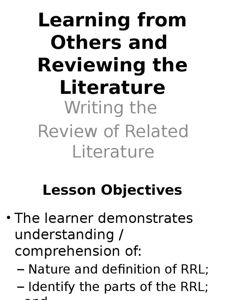Writing The RRL | PDF