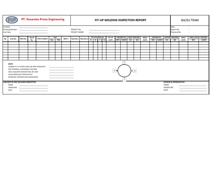 Form Fit-Up Welding Inspection Report | PDF