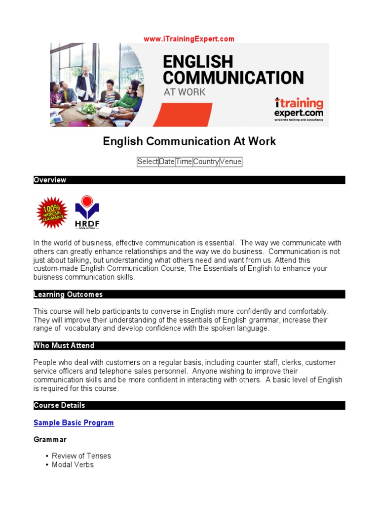 English Communication Skills for Work | PDF | English Language ...