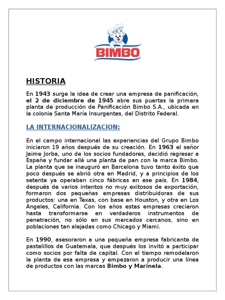 Historia y evolución de Bimbo | PDF | Google | Calidad (comercial)