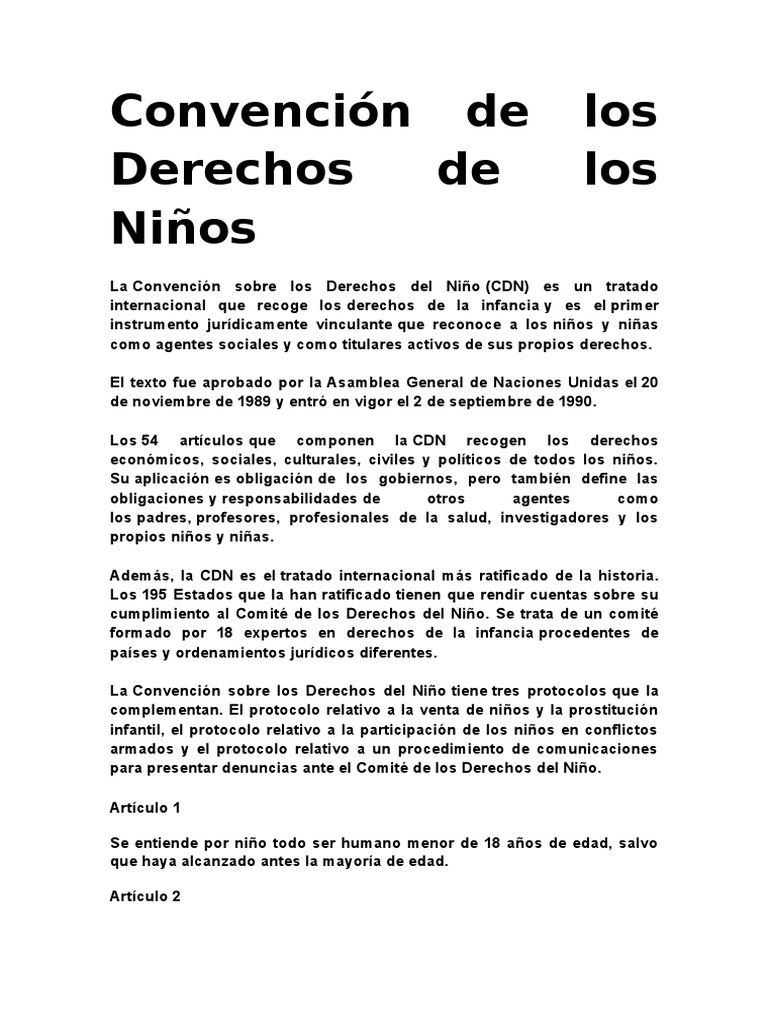 Convención de Los Derechos de Los Niños Inv. | PDF | Convención de los ...