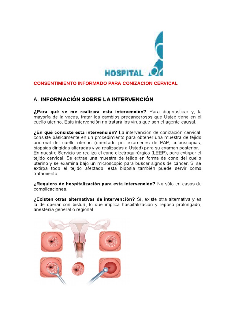 Consentimiento Informado para Conizacion Cervical | Consentimiento ...