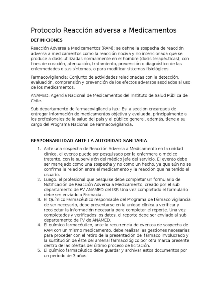Protocolo Reacción Adversa a Medicamentos | Farmacia | Medicamentos con receta | Prueba gratuita ...