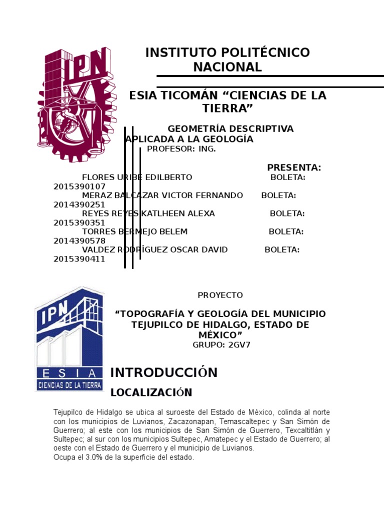 Topografía y Geología de Tejupilco de Hidalgo | PDF | Longitud ...