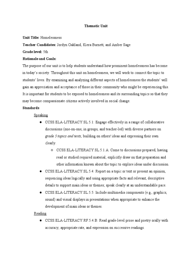 Thematic Unit | PDF | Infographics | Educational Assessment