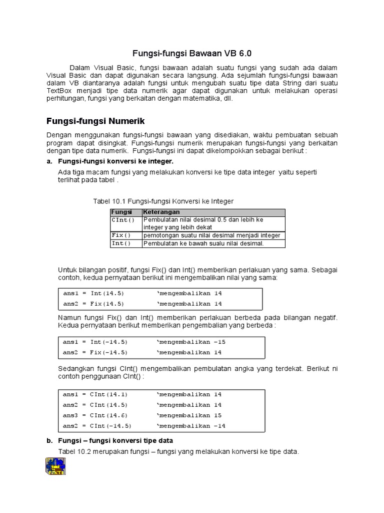 Fungsi Pada Visual Basic 6.0 | PDF
