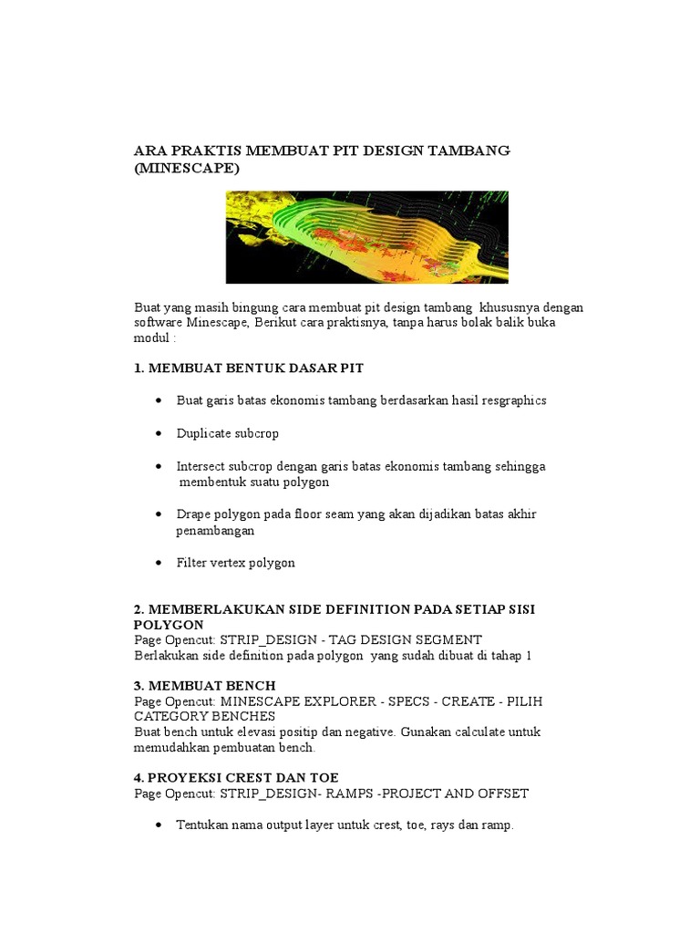 Panduan Desain Pit Tambang Minescape | PDF