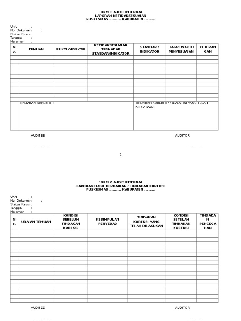 Form Audit Internal | PDF