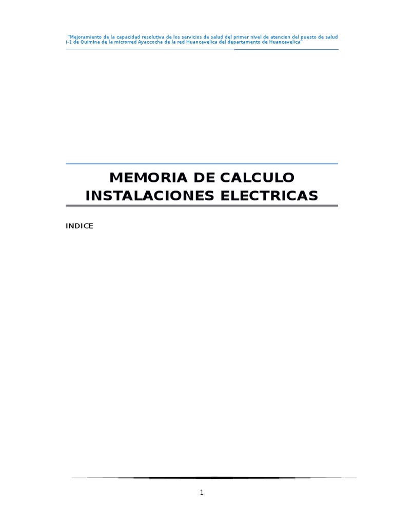 Memoria de Calculo Instalaciones Electricas | PDF | Corriente eléctrica | Energia electrica