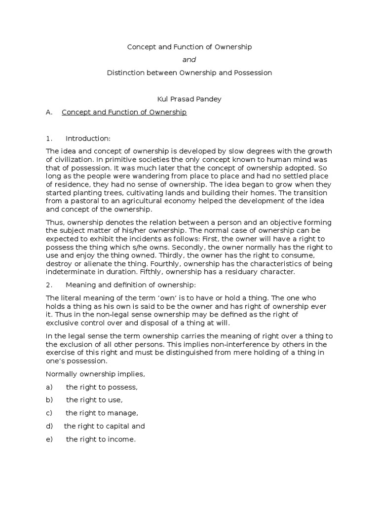 Ownership & Possession | PDF | Ownership | Equity (Law)