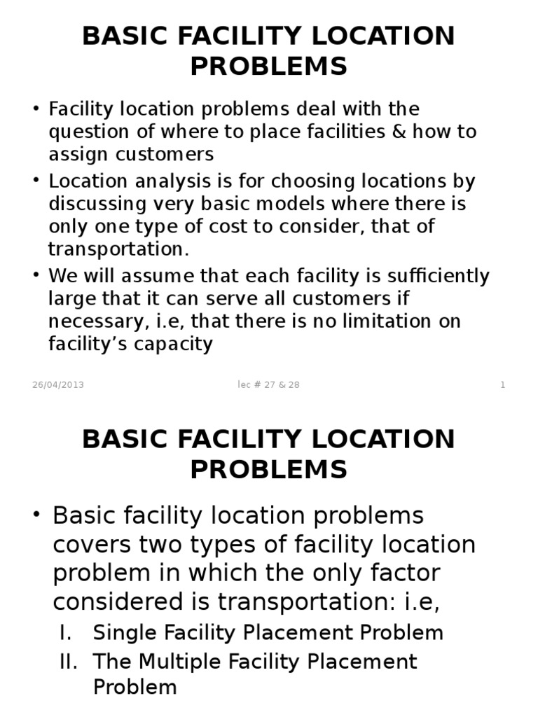 Basic Facility Location Problems | PDF | Matrix (Mathematics) | Algorithms And Data Structures