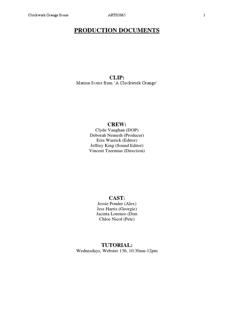 Production Documents | PDF