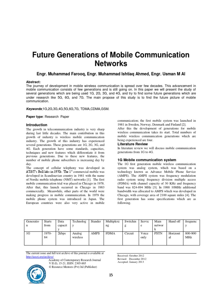 11 - Future Generations of Mobile Communication Networks | PDF | 4 G | 3 G