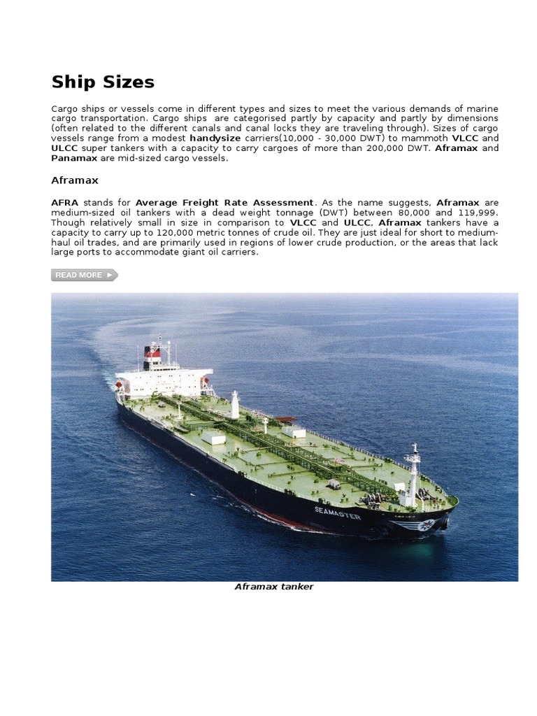 Ship Sizes | PDF | Oil Tanker | Cargo Ship