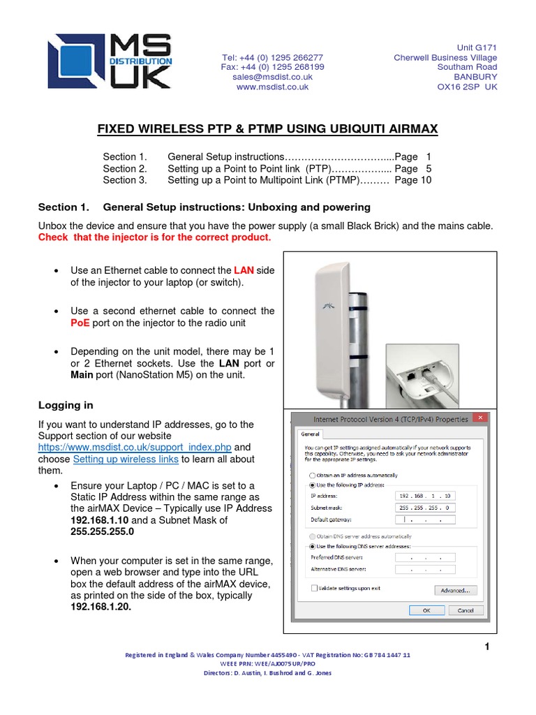 AirMAX Device Setup PtP and PtMP v1.1 | Wireless Access Point | Password