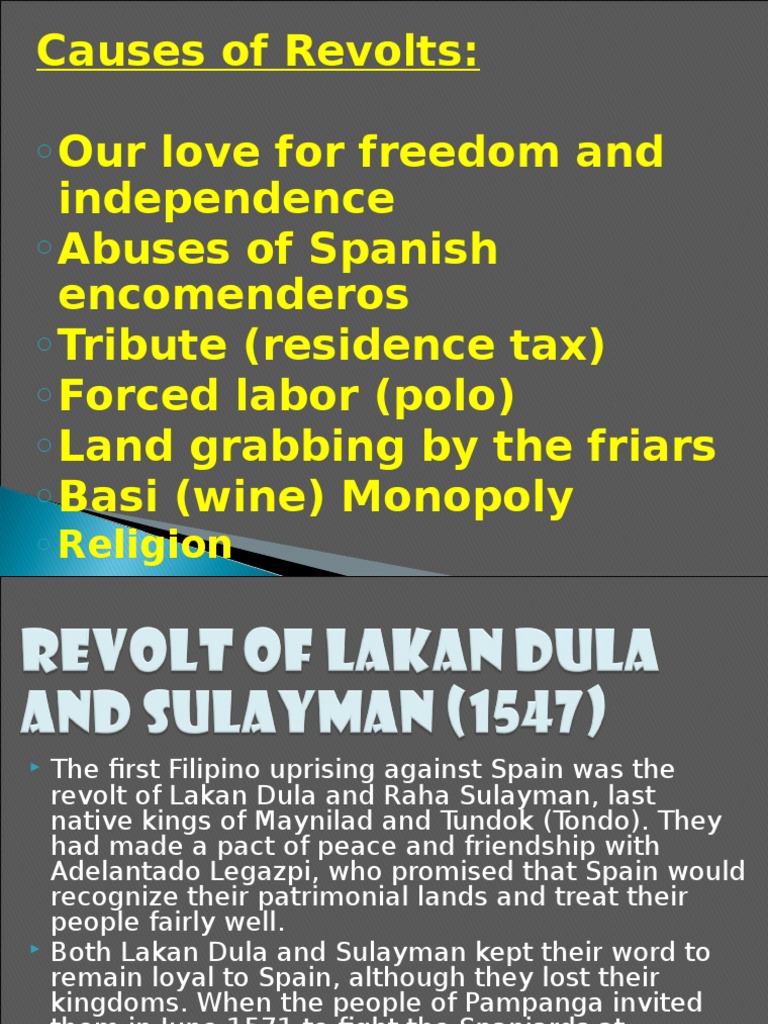 Causes and Events of Early Philippine Revolts Against Spain (1585-1841 ...