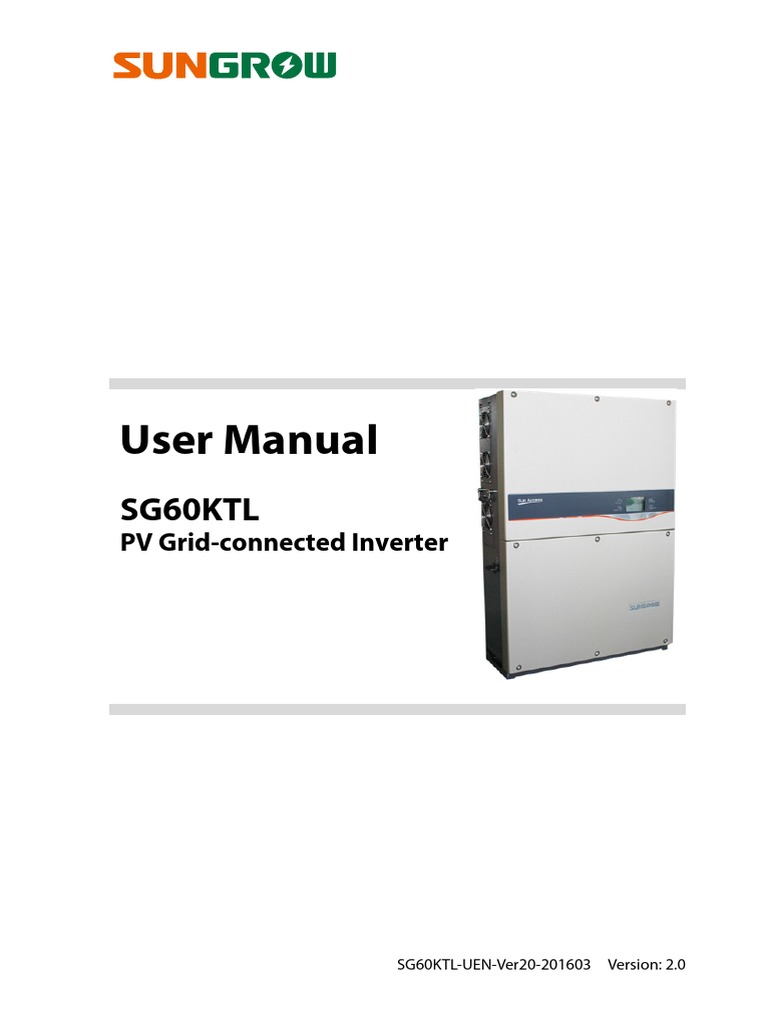 SG60KTL User Manual | PDF | Power Inverter | Electrical Connector