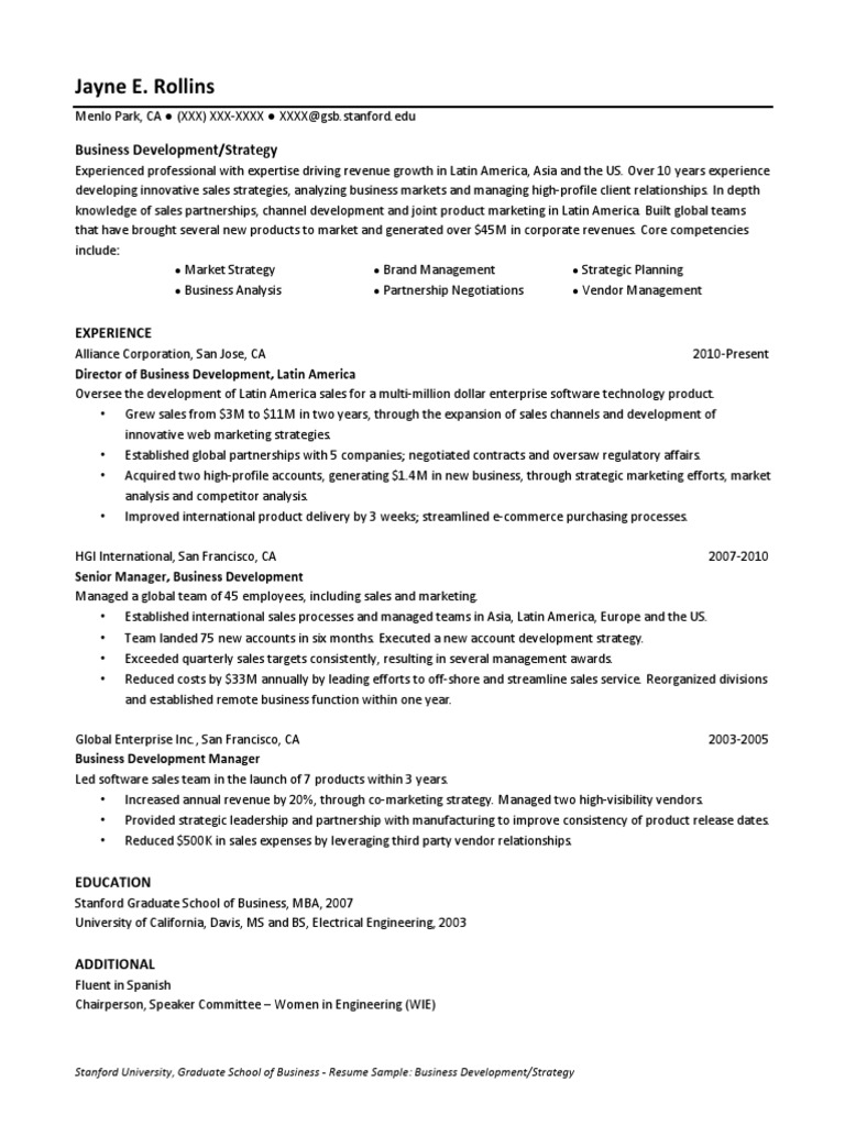 Sample Business Development Resume | PDF