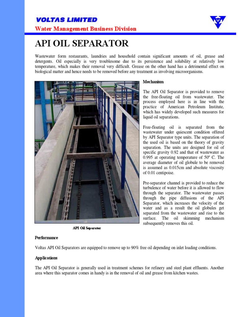 Equipment Catalogue API Oil Separator | Sewage Treatment | Petroleum