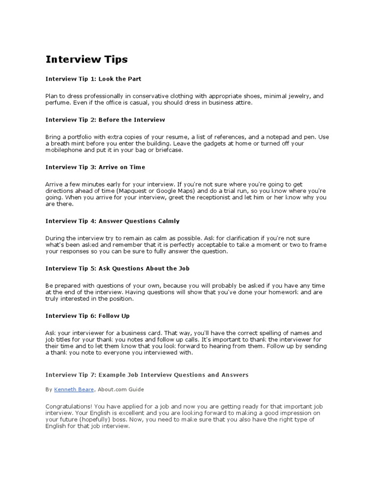 Essential Job Interview Tips | PDF