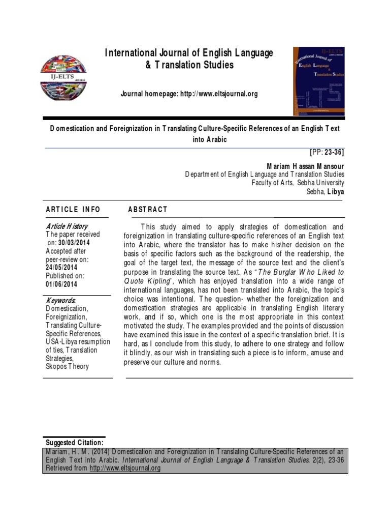 Domestication vs. Foreignization in Translation | PDF | Translations ...