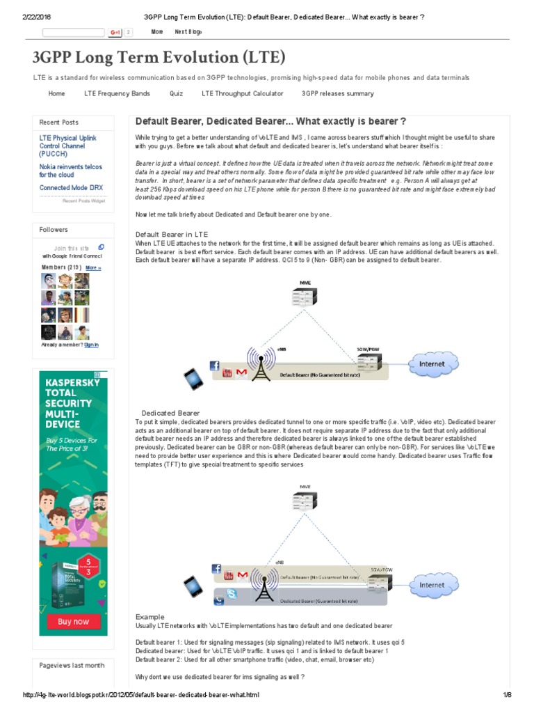 Understanding LTE Bearers: Default vs. Dedicated | PDF | Ip Multimedia ...