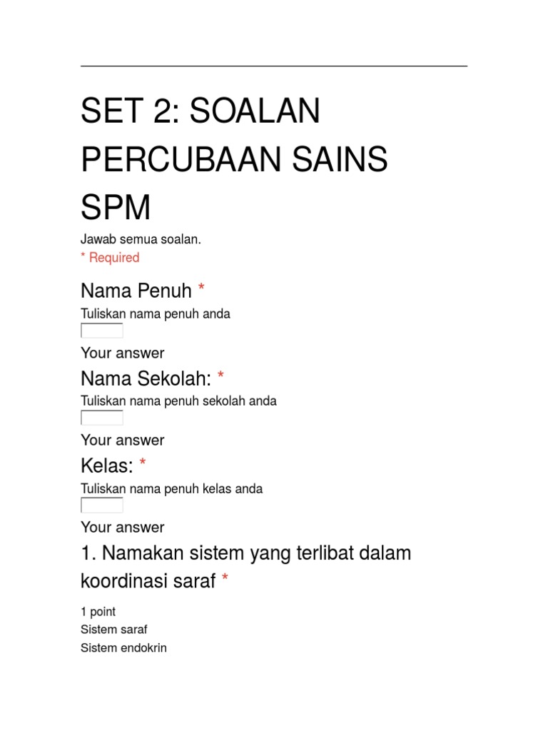 SET 2 Sains SPM | PDF