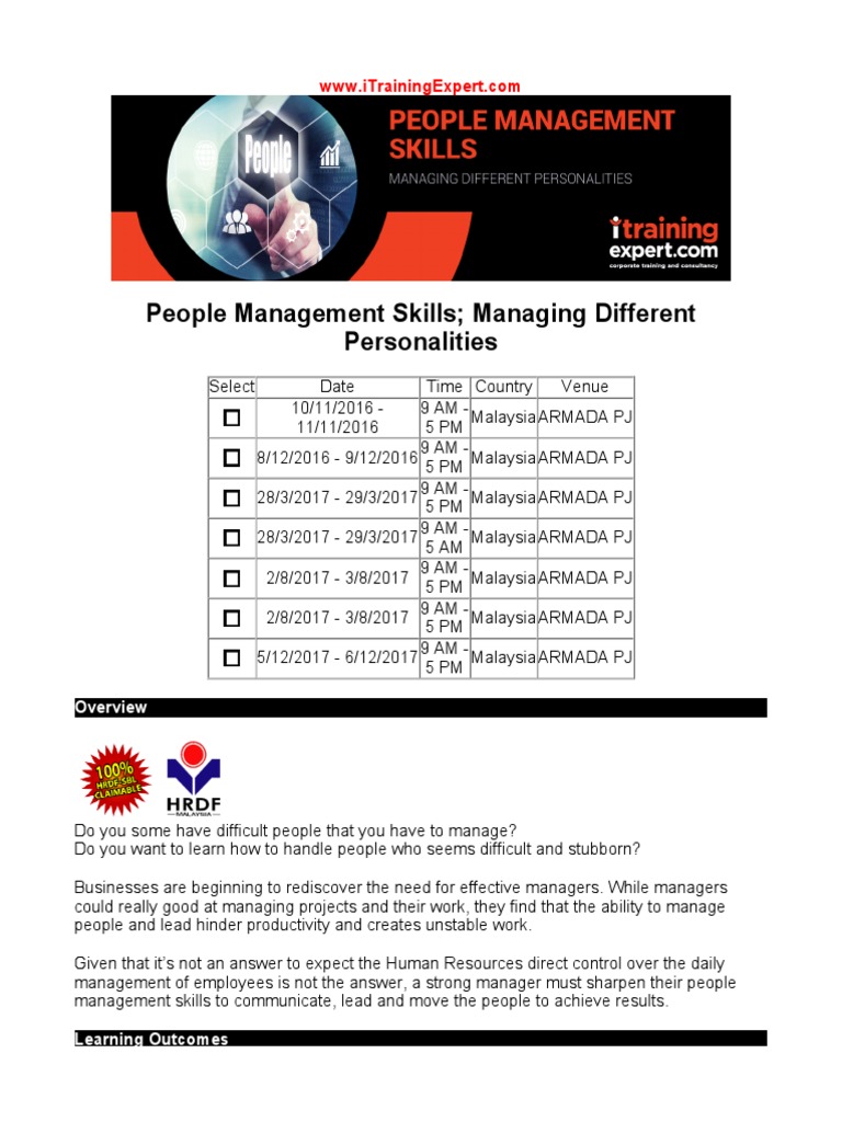 People Management Skills Managing Different Personalities | PDF ...
