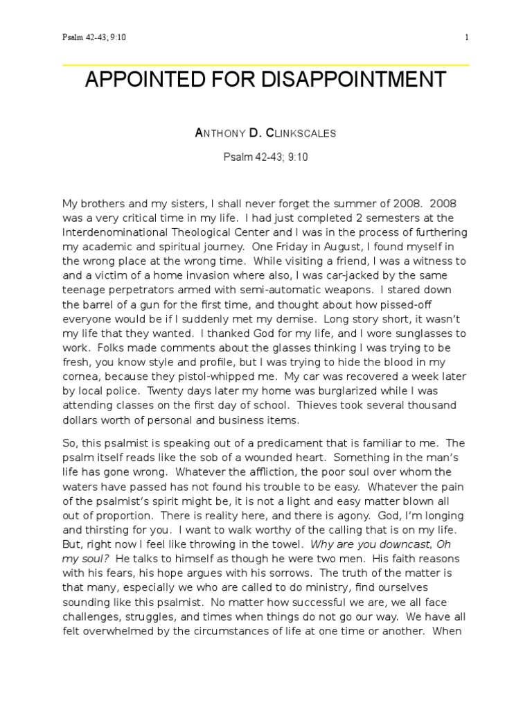Appointed For Disappointment | PDF | Prayer | God