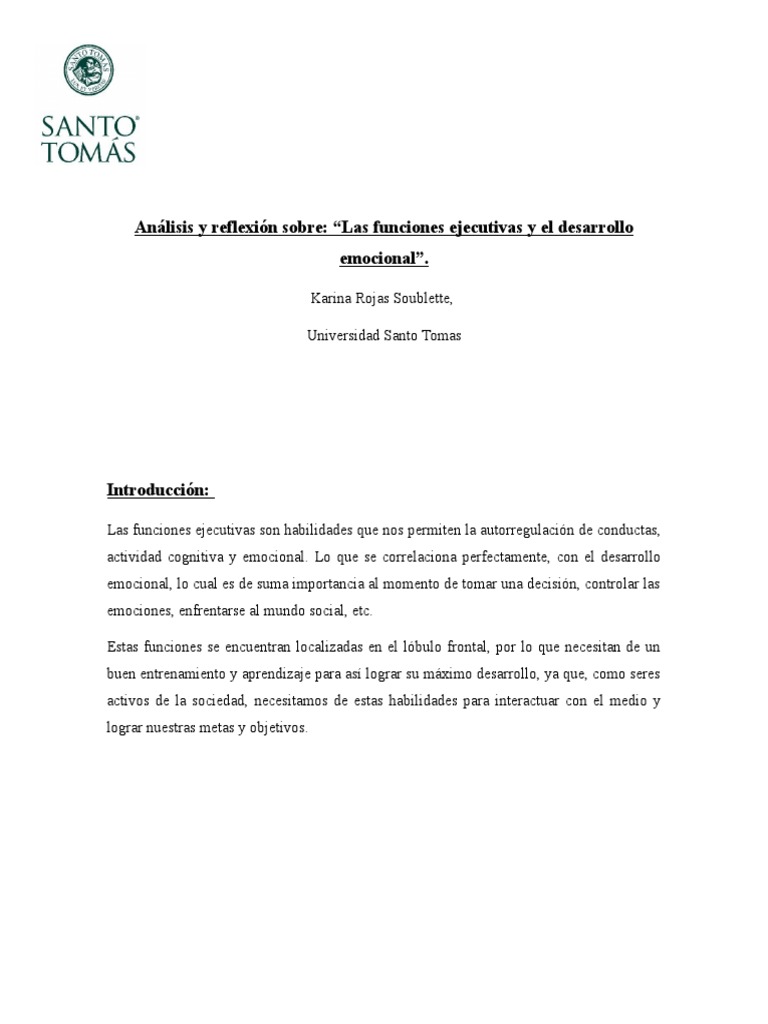 Funciones Ejecutivas y Desarrollo Emocional | PDF | Funciones ...