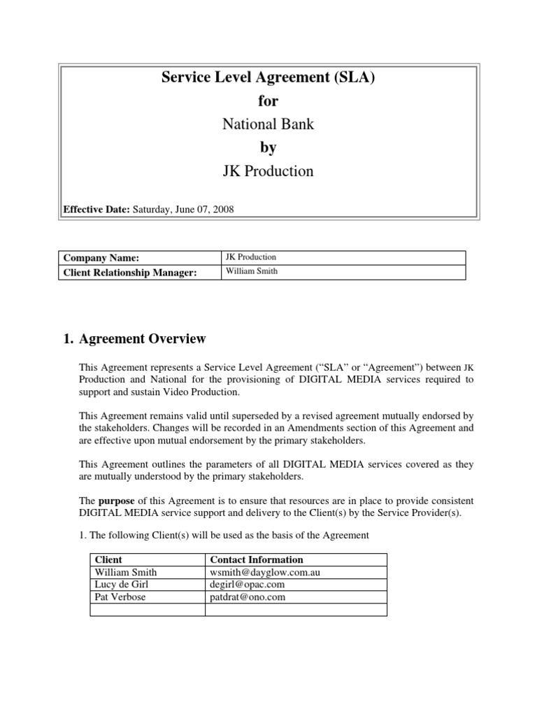 SLA Agreement | PDF | Service Level Agreement | Information Technology