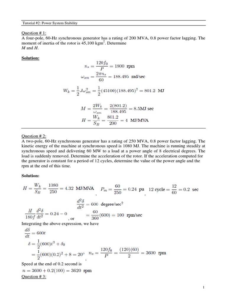 Tutorial 2 Stability | Download Free PDF | Electrical Engineering ...