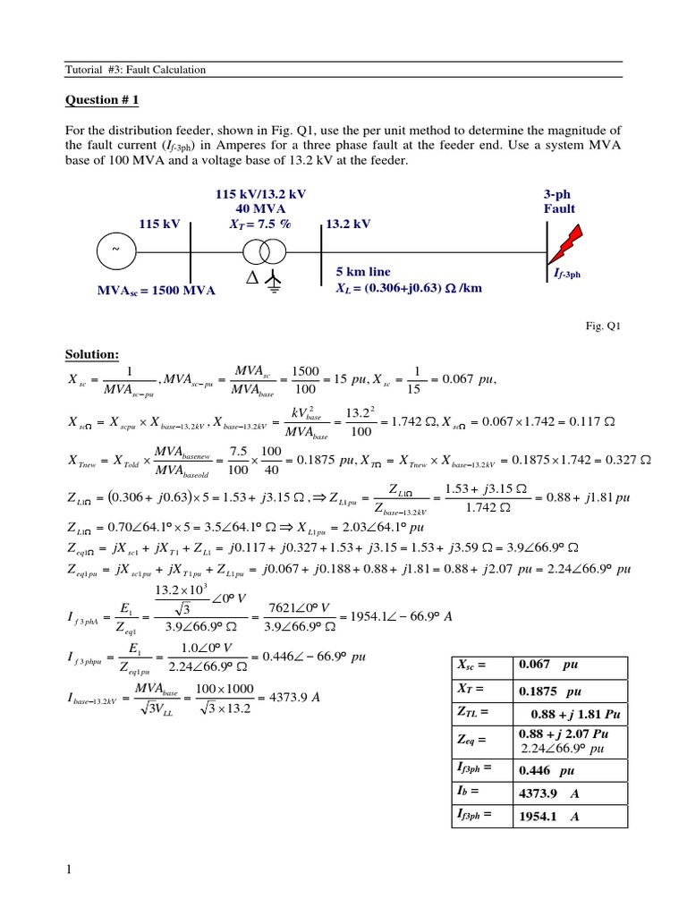Three-Phase Fault Current Analysis | PDF | Volt | Transformer