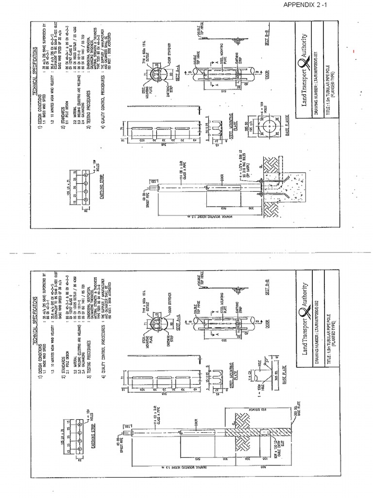 LTA Standard Drawings for Street Lighting | PDF | Technology & Engineering