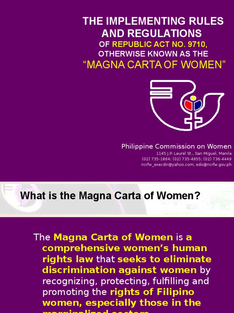 Magna Carta of Women | PDF | Sex Education | Social Protection